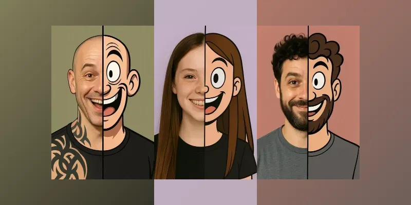 Split Human Cartoon Faces Generator App | PromptBase