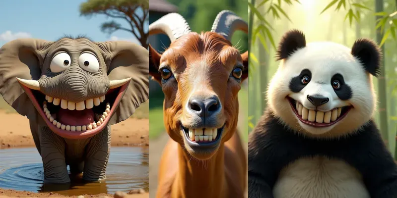 Realistic Goofy Animal Images FLUX Prompt | PromptBase