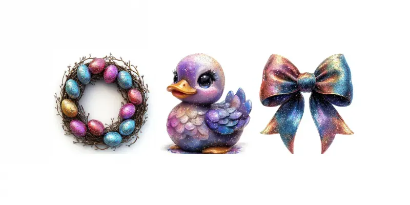 Magic Easter Clipart With Glitter Effect Generator App | PromptBase