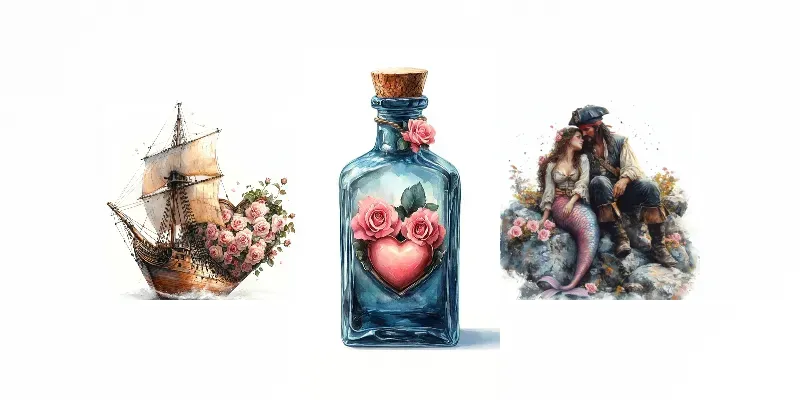 Love Maritime Valentines Day Cliparts Midjourney Prompt | PromptBase