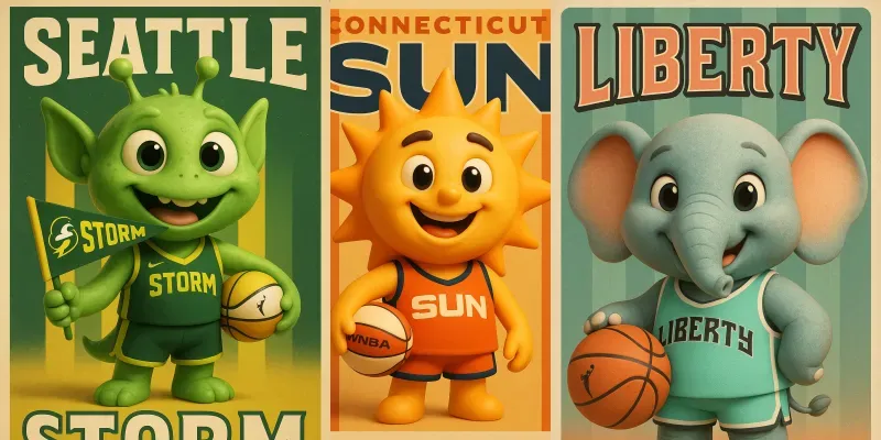 Retro 3d Cute Wnba Mascot Poster Generator App | PromptBase