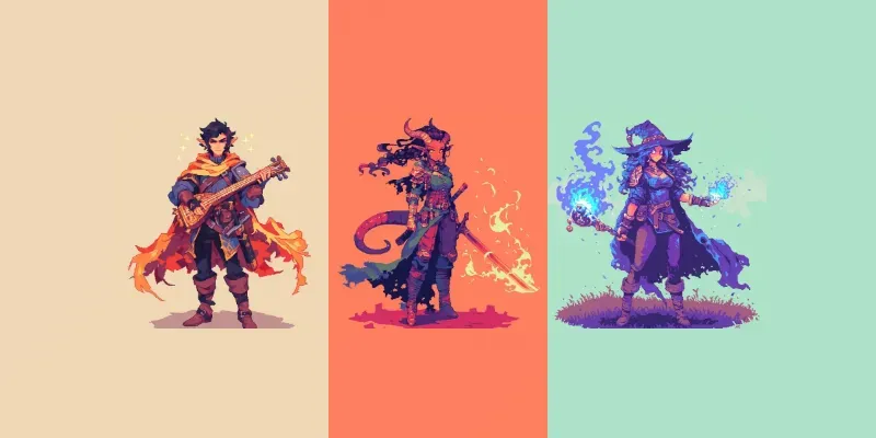 Retro Dnd Characters Pixel Art Style Generator App | PromptBase