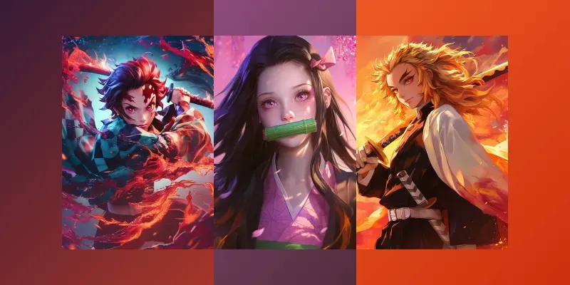 Vibrant Demon Slayer Portraits Midjourney Prompt | PromptBase