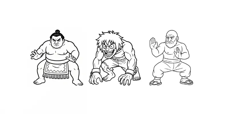 Kengan Ashura Characters Coloring Pages ChatGPT Image Prompt | PromptBase