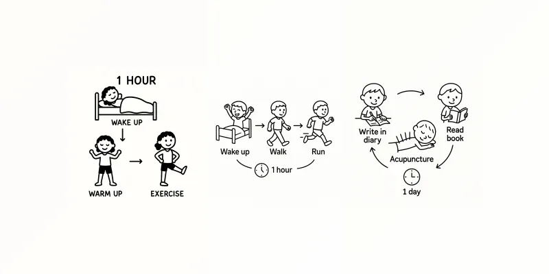 Minimalist Stick Figure Habit Flowcharts Generator App | PromptBase