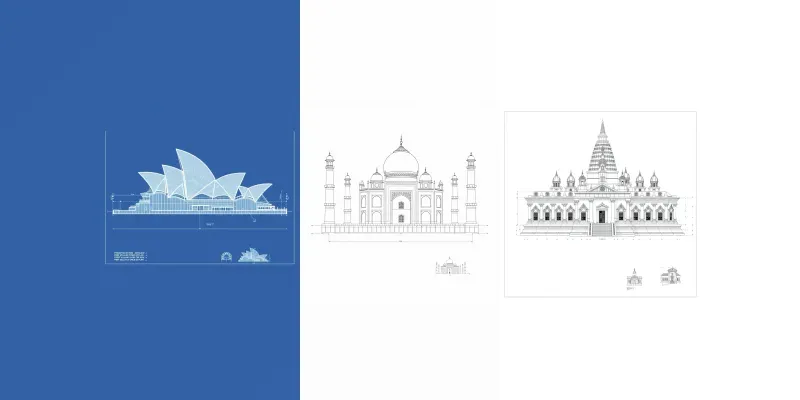A Blueprint Plan Of Iconic Building Generator App | PromptBase