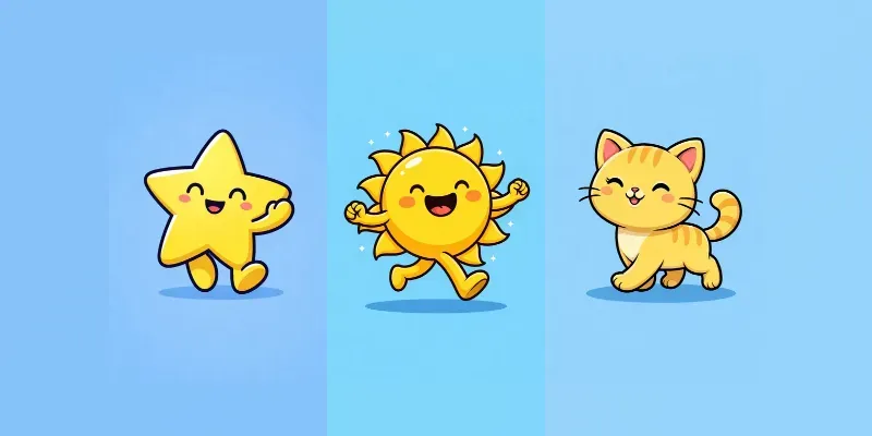 Bright Minimal Cartoon Character Prompts Generator App | PromptBase