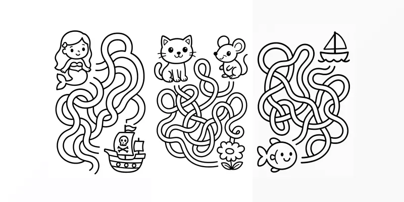 Coloring Simple Mazes For Toddlers Generator App | PromptBase