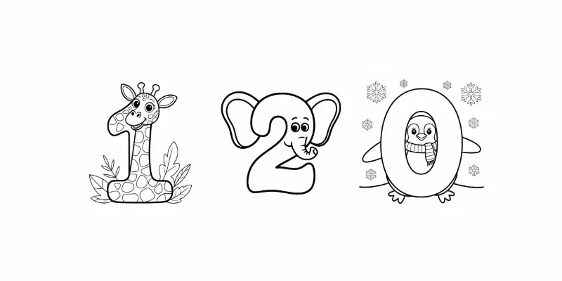 Number Fun Friendly Coloring Pages Ideogram Prompt | PromptBase