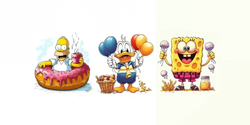 Iconic Cartoon Legends In Playful Scene Generator App | PromptBase