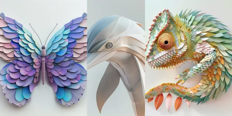 Elegant Papercrafted Animals Origami Generator App | PromptBase