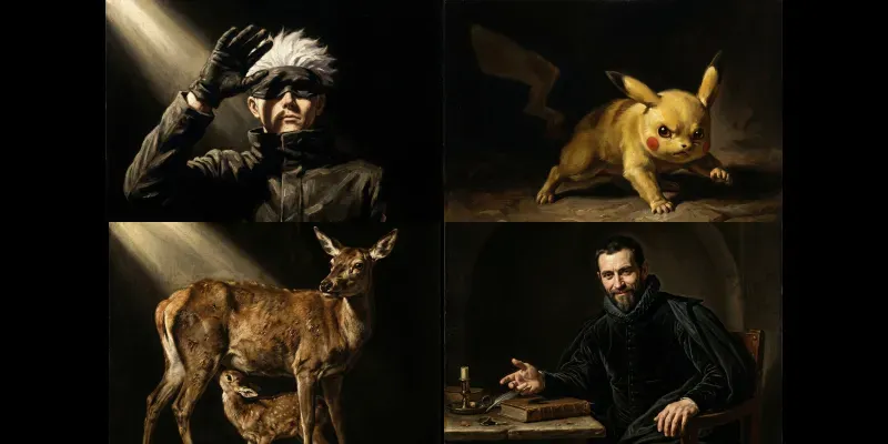 Caravaggio Style Tenebrism Oil Paintings Gemini Image Prompt | PromptBase